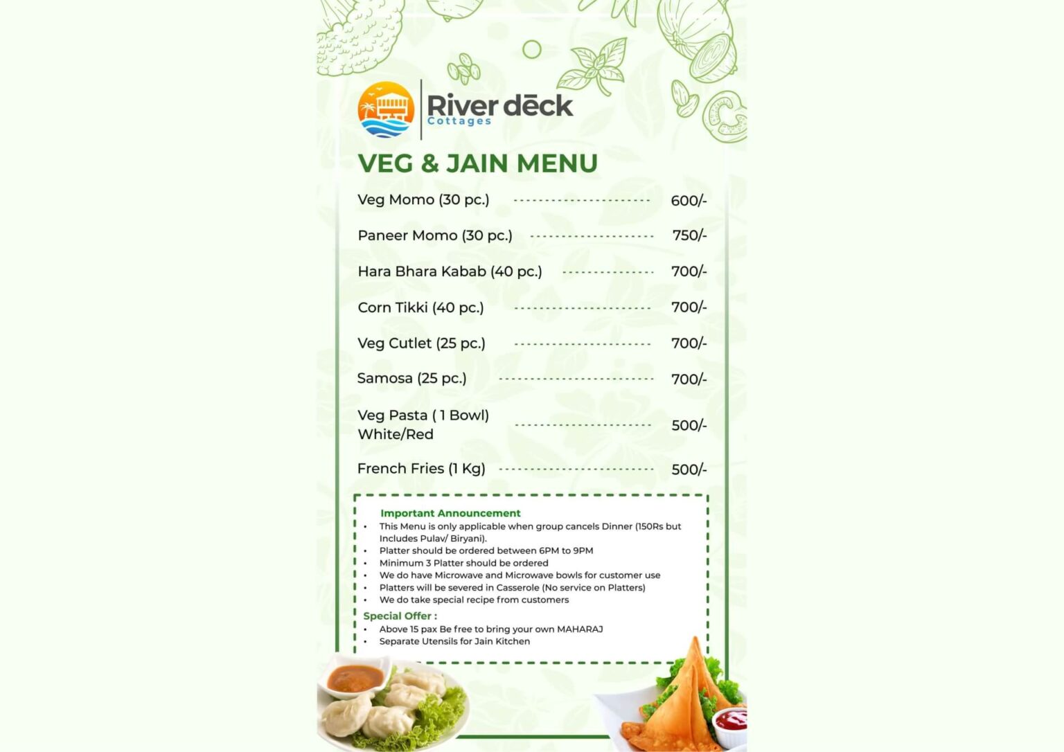 Menu - River Deck Cottages